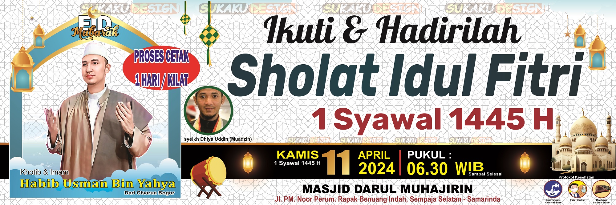 Banner / Spanduk Sholat Idul Fitri / ied 1445 H Tahun 2024 | Lazada ...