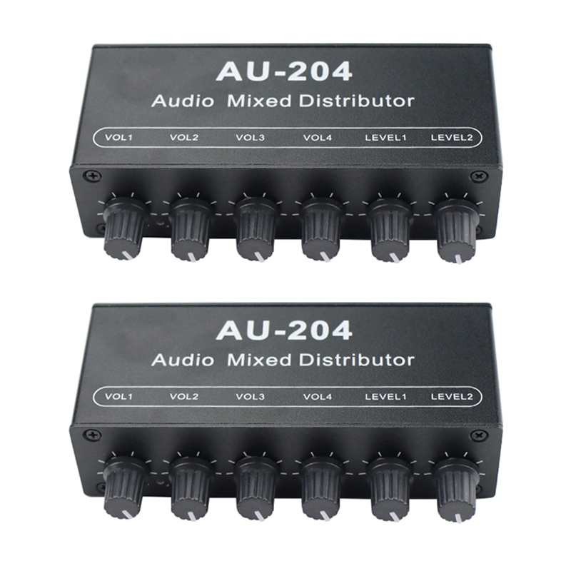 2X Stereo Mixer Audio (2 Input 4 Output) Push Four Headphones or ...