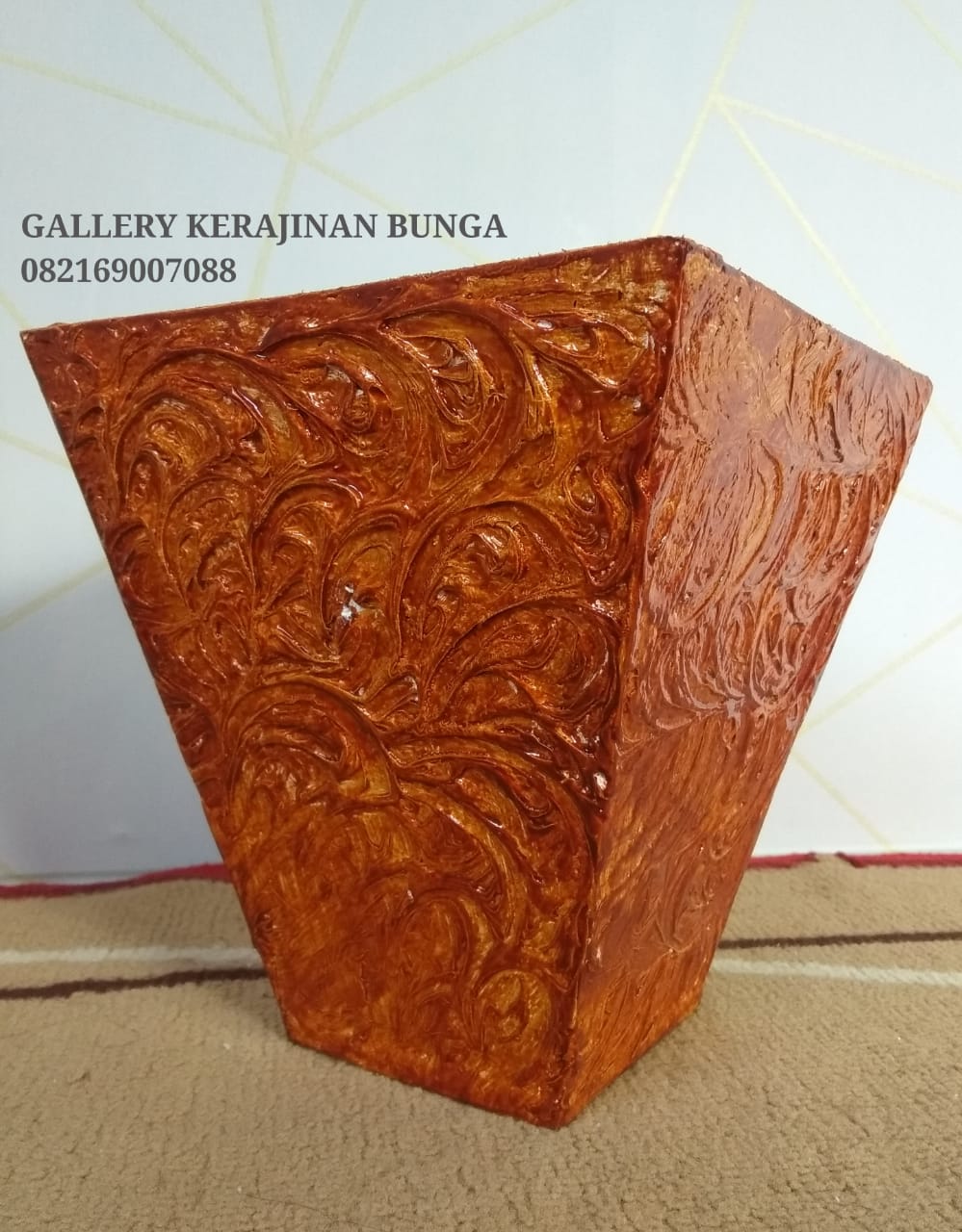 pot kayu minimalis/ vas kayu untuk tanaman plastik | Lazada Indonesia