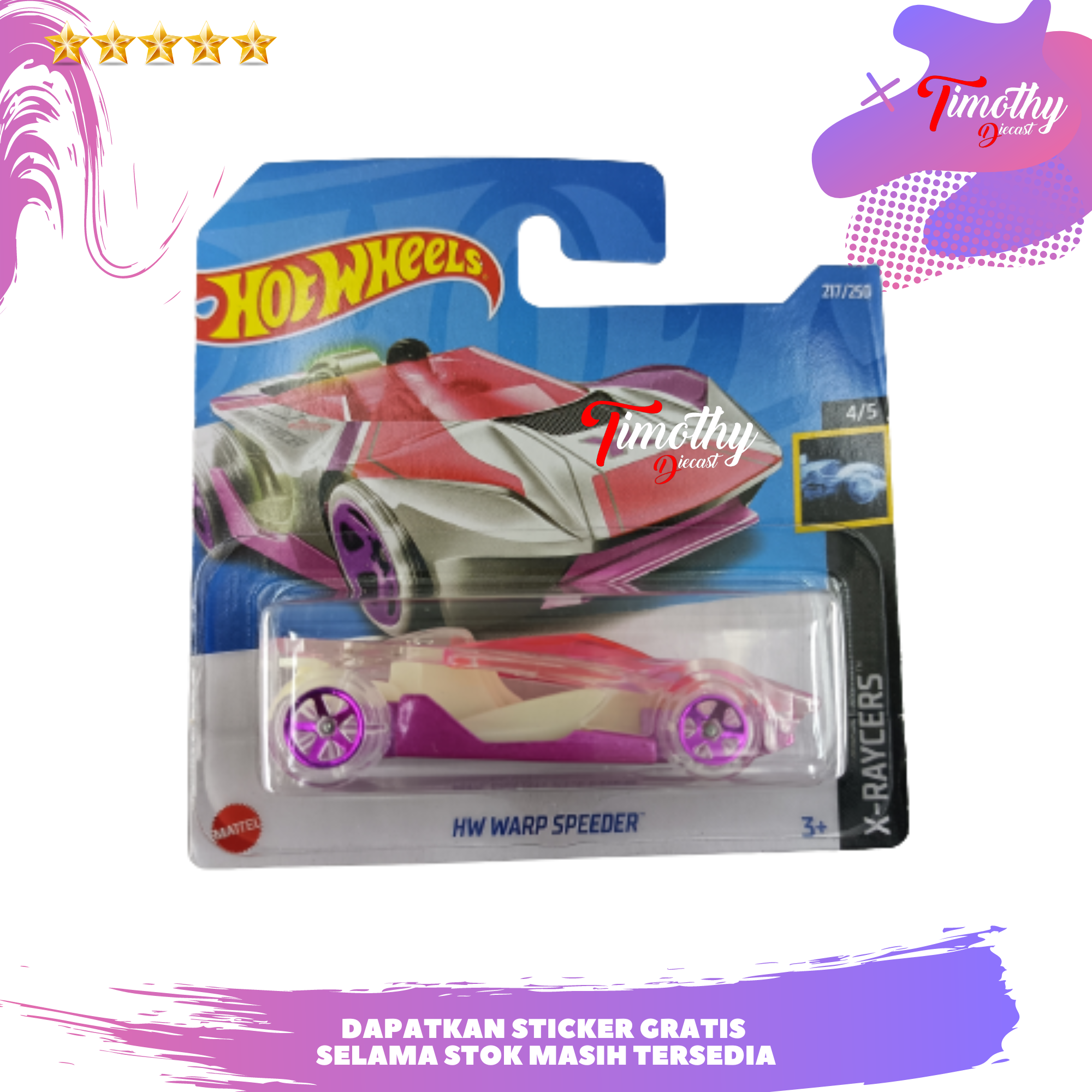 Hot Wheels Short Card Warp Speeder Pink Glow In The Dark SC | Lazada ...