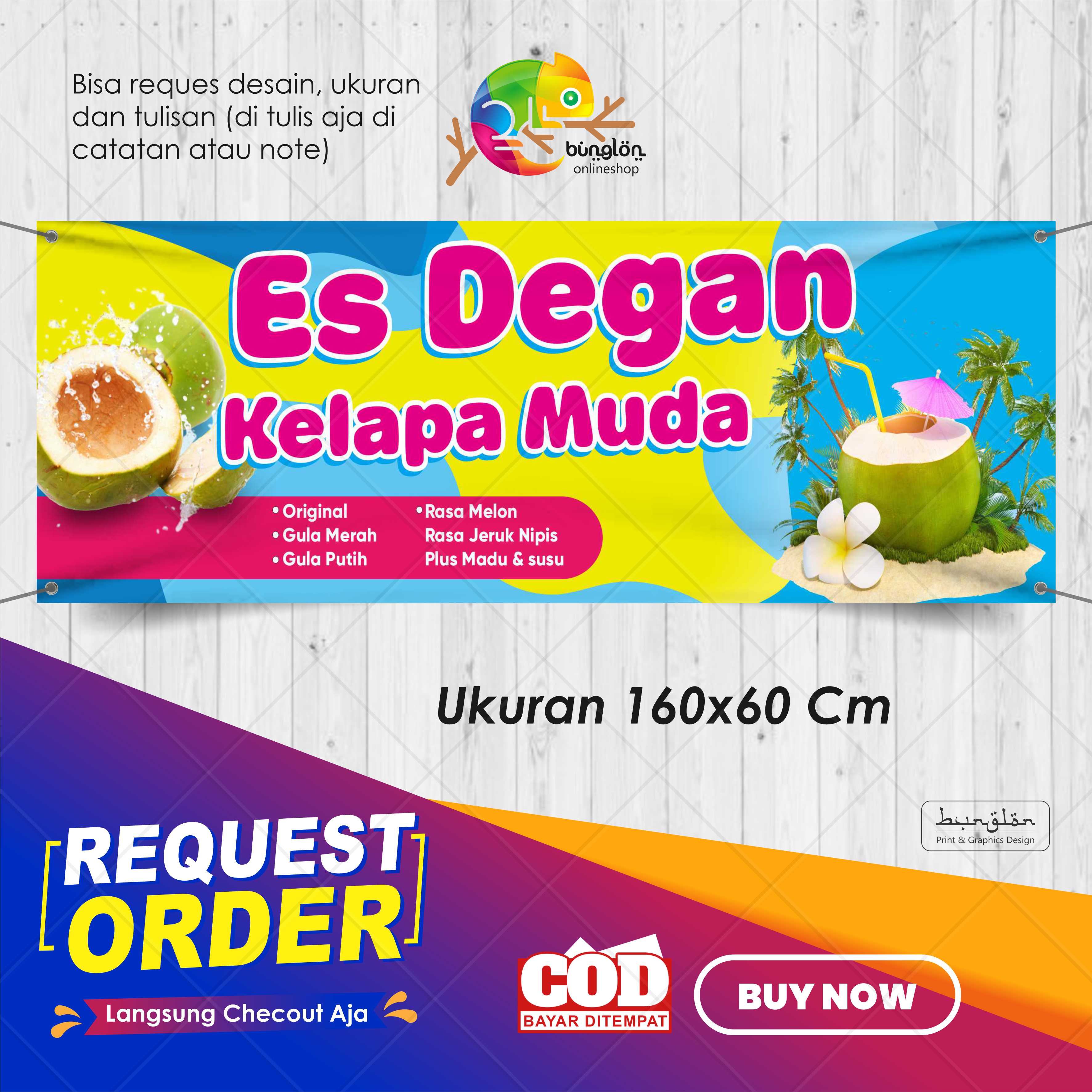 Size 160x60 Spanduk Banner Es Degan Kelapa Muda Model Biru | Lazada ...