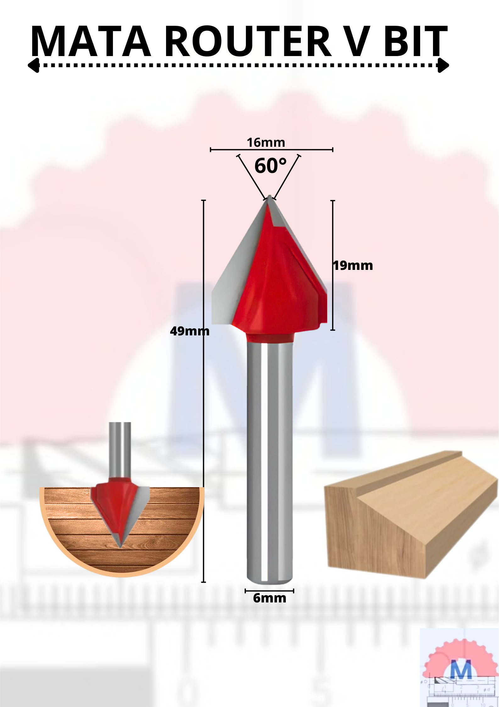 Mata router CNC 3D V groove shank 6mm wood mdf dll V bit | Lazada Indonesia