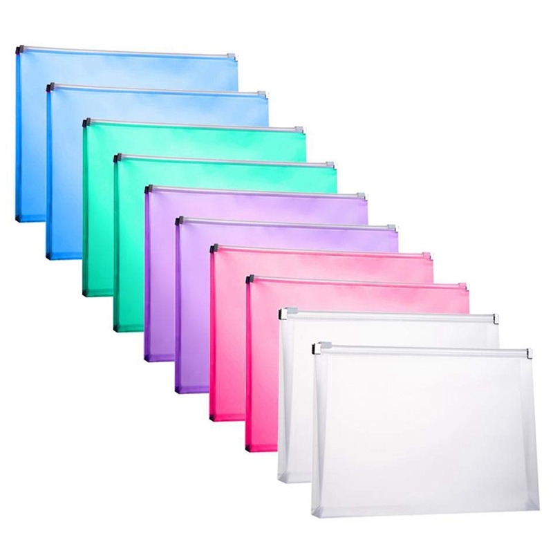 10 Packs Plastic Zip Envelopes Letter Size Holder File Document Receipt ...