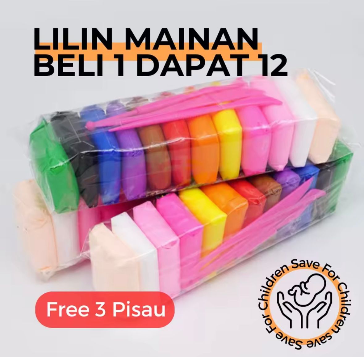 Mainan Edukasi Anak Plastisin Lilin Mainan Clay Polymailer Isi 12 Pcs ...