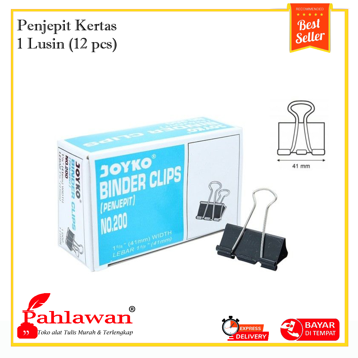 Paper Clip Penjepit Kertas No 200 ukuran 41 MM Isi 1 Lusin (12 buah ...