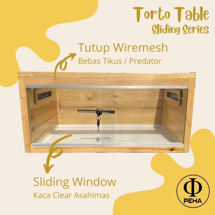 Torto Table Jati Belanda Natural Melamin - Kandang Kura Sliding Reptil ...