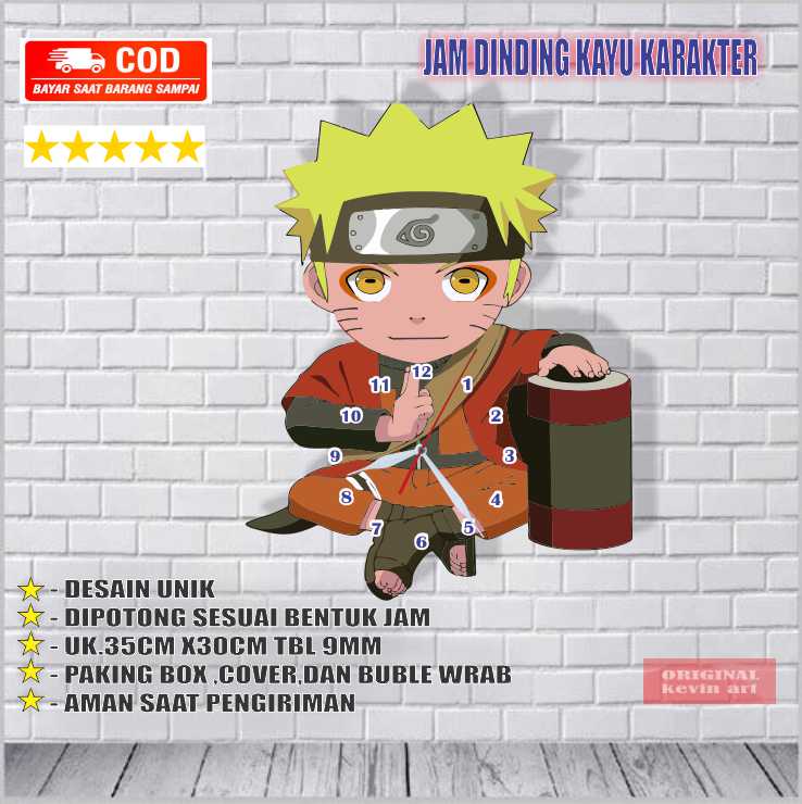 JAM DINDING KAYU UNIK ARTISTIK KAYU KARAKTER NARUTO HOKAGE DIY | Lazada ...