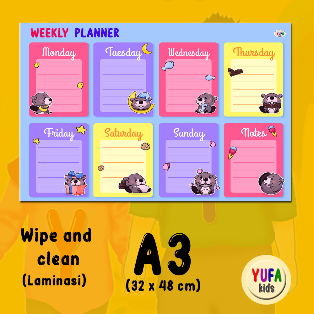 054 Poster tabel weekly planner - poster wipe n clean - poster edukasi ...