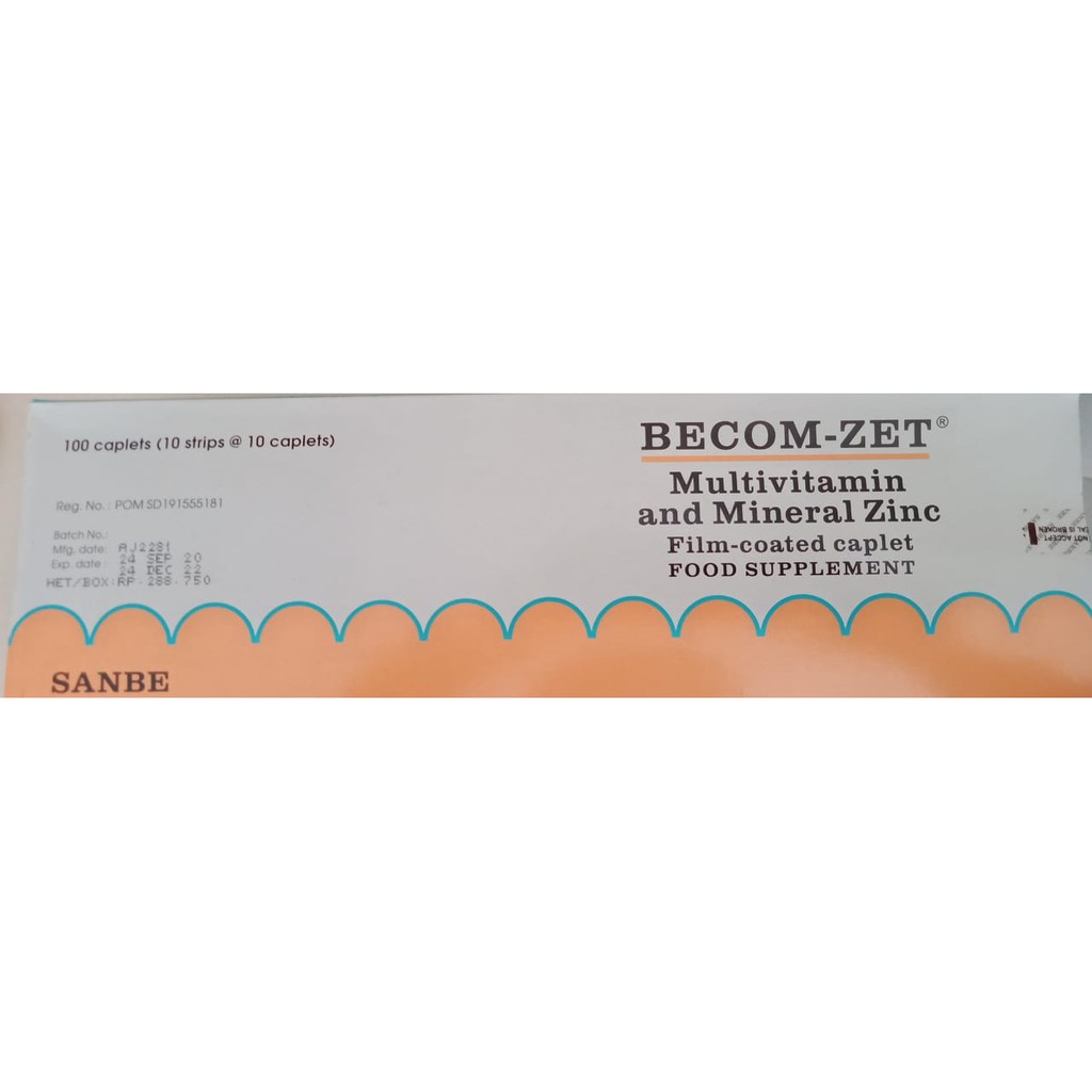 BECOM ZET STRIP | Becom zet Multivitamin mineral vitamin C E dan zinc ...