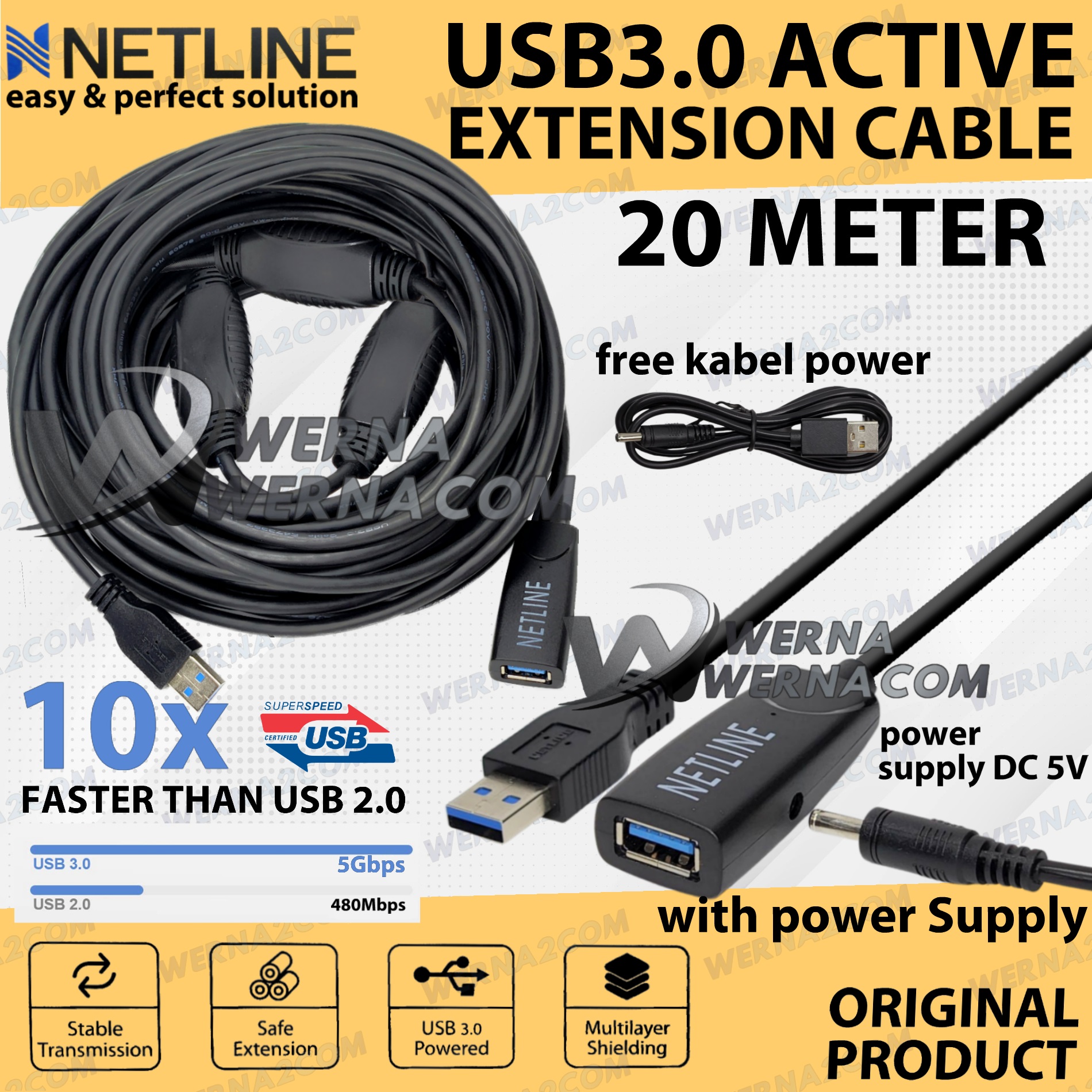 NETLINE USB 3.0 Extension Aktif 20 Meter with USB Power | Lazada Indonesia
