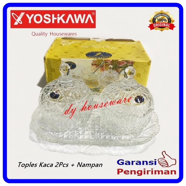 Toples Kaca Kristal Set Nampan Toples Permen Candy Jar Yoshikawa | Lazada Indonesia