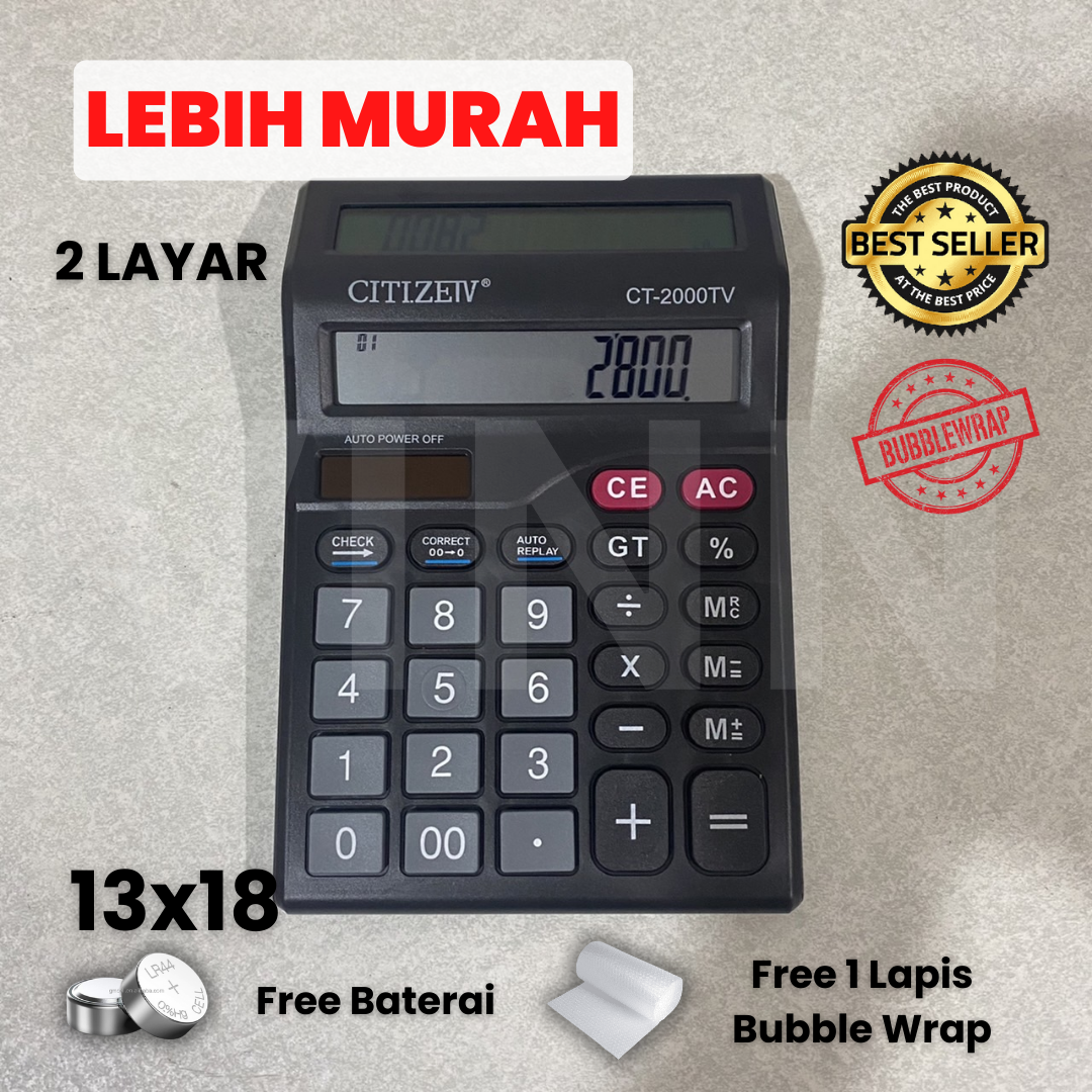 Kalkulator 2 Layar CT-2000TV 12 Digit Murah | CITIZEIV Kalkulator Check ...