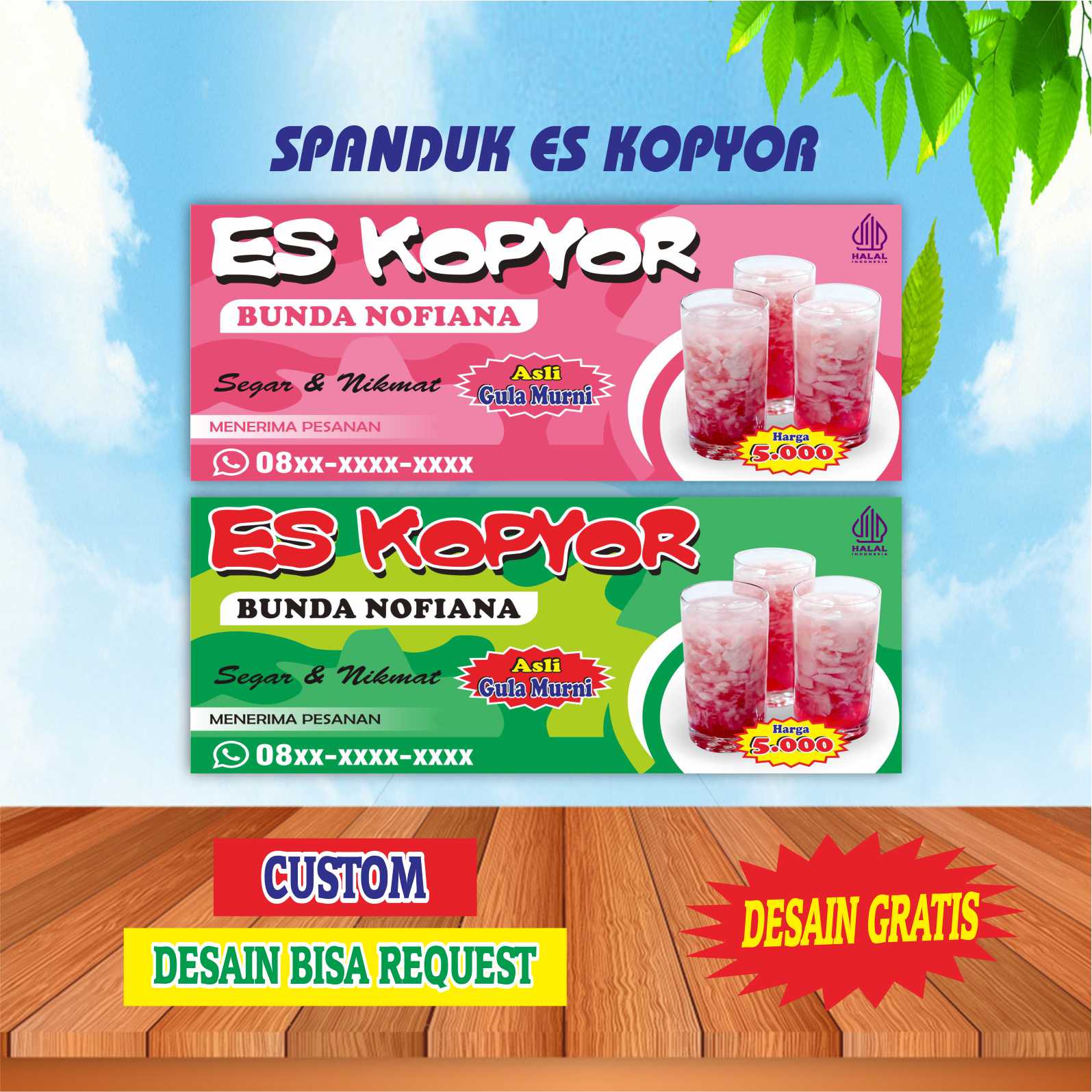 Spanduk Banner Es Kopyor Bisa Request Desain Custom | Lazada Indonesia