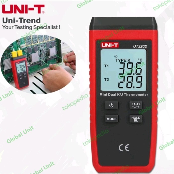 UNI-T UT320D 2 Channel K J Type Digital Thermocouple Thermometer ...