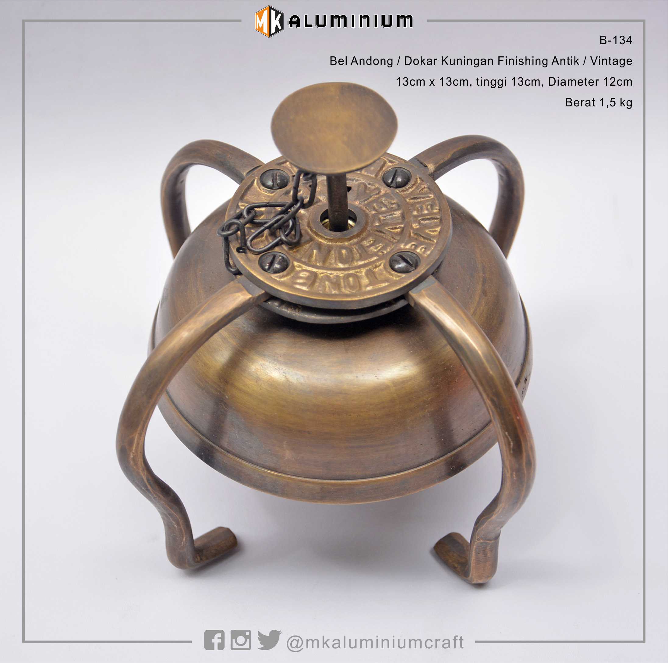 Bel Andong Kuningan warna Antik Vintage - Lonceng Dokar - Bel Sepeda ...