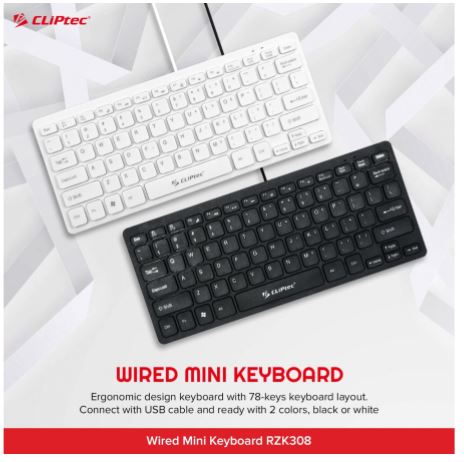 Keyboard cliptec wired usb 2.0 membrane mini multimedia slim tkl 78 ...