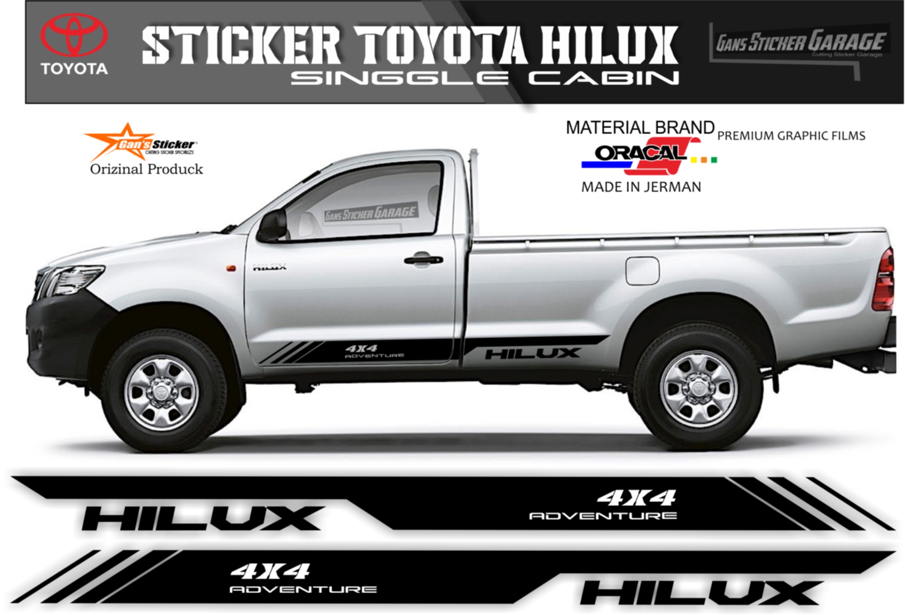 STICKER TOYOTA HILUX SINGGEL CABIN STICKER TOTOTA HILUX 4X4 4X2 ...
