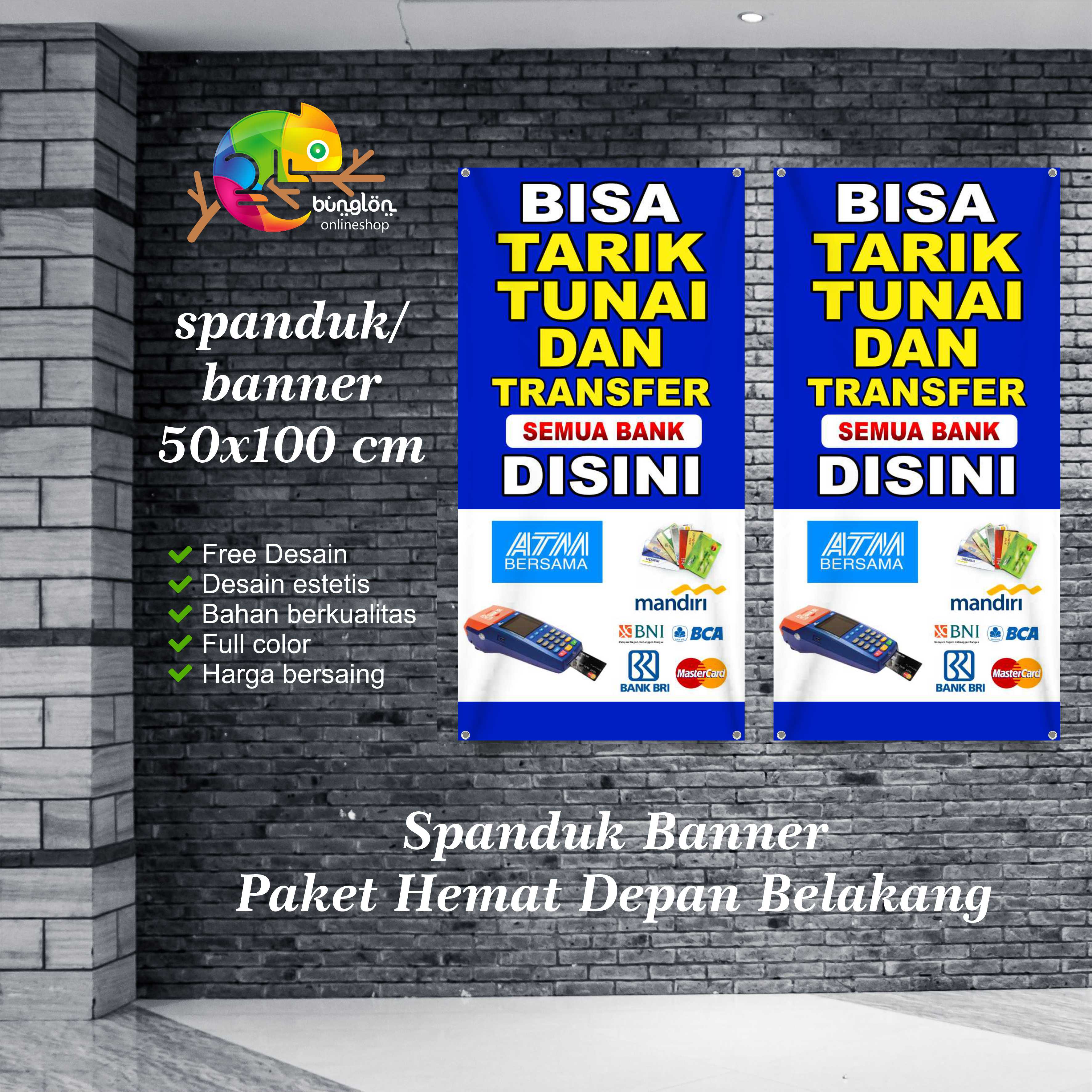Spanduk Banner 50x100 Paket Depan Belakang Bisa Tarik Tunai dan ...