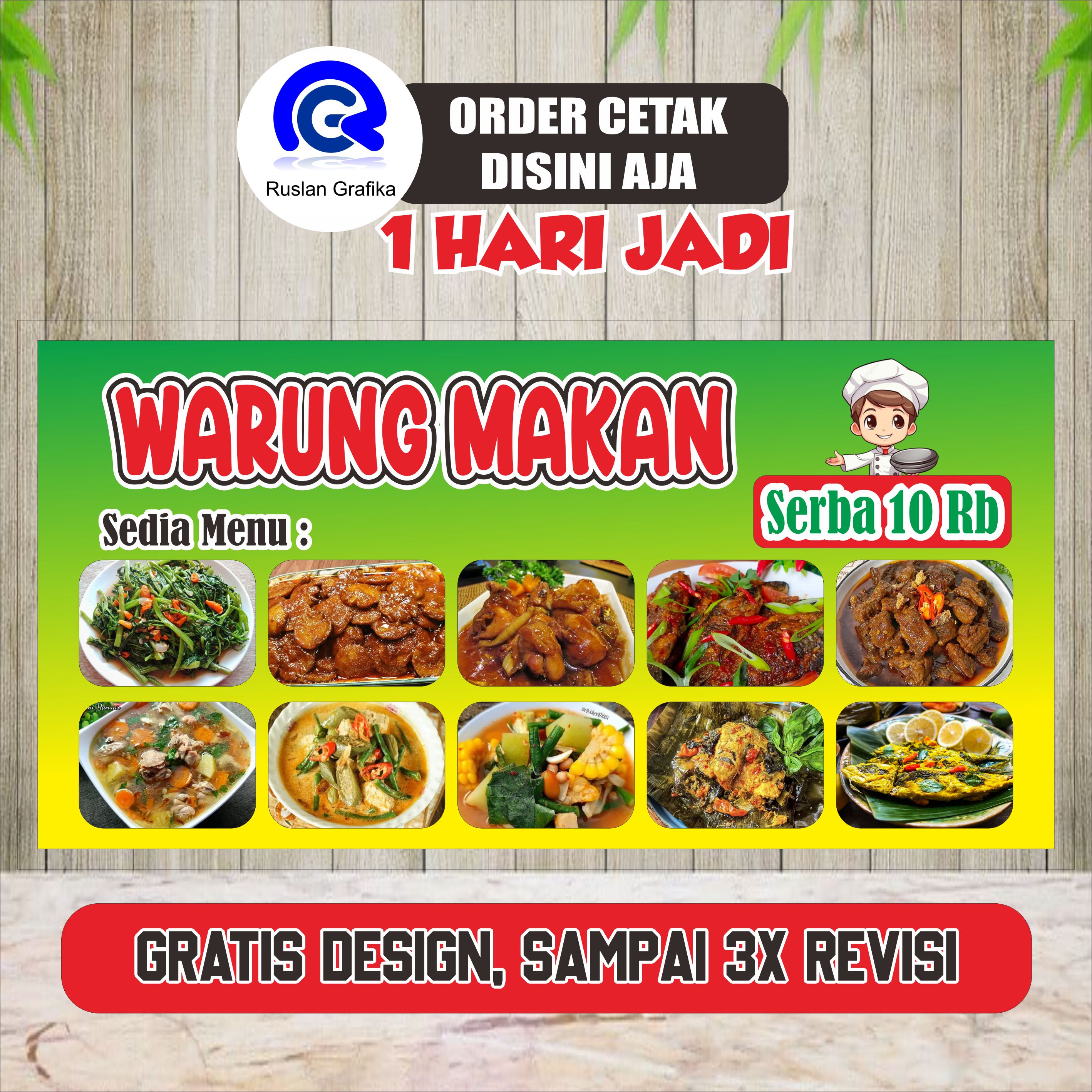 Banner Spanduk Warung Makan, warung Nasi (Bisa ganti nama, Menu Dll ...