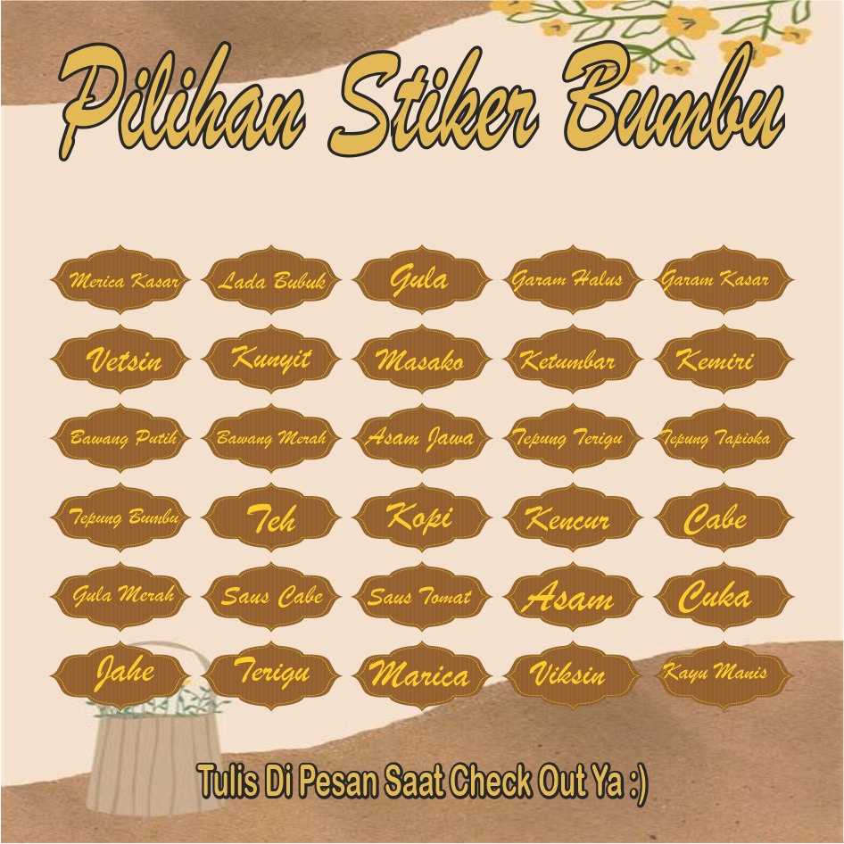 Stiker Label Nama Bumbu Dapur Stiker Penanda Bumbu Dapur Bisa Request ...