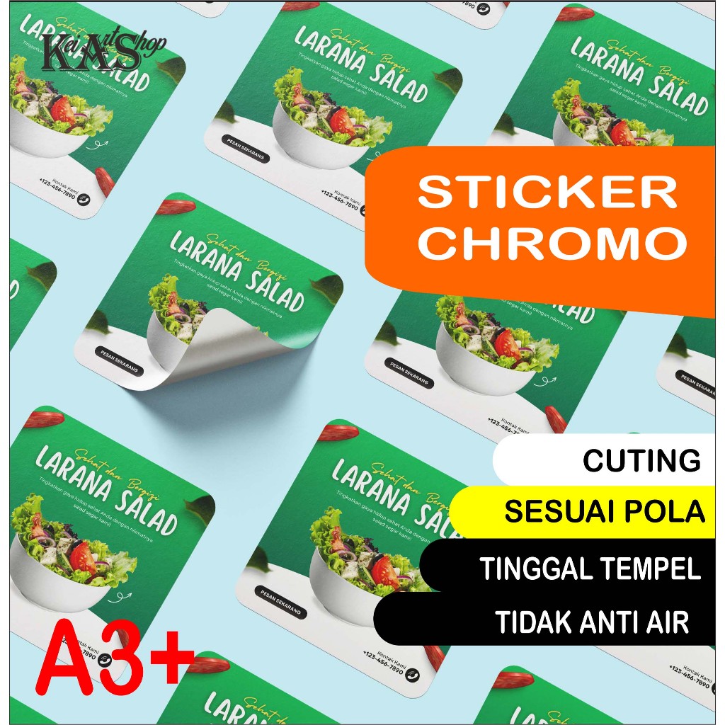 CETAK STIKER CUSTOM CHROMO A3+ FREE CUTTING FREE DESAIN STIKER LOGO ...