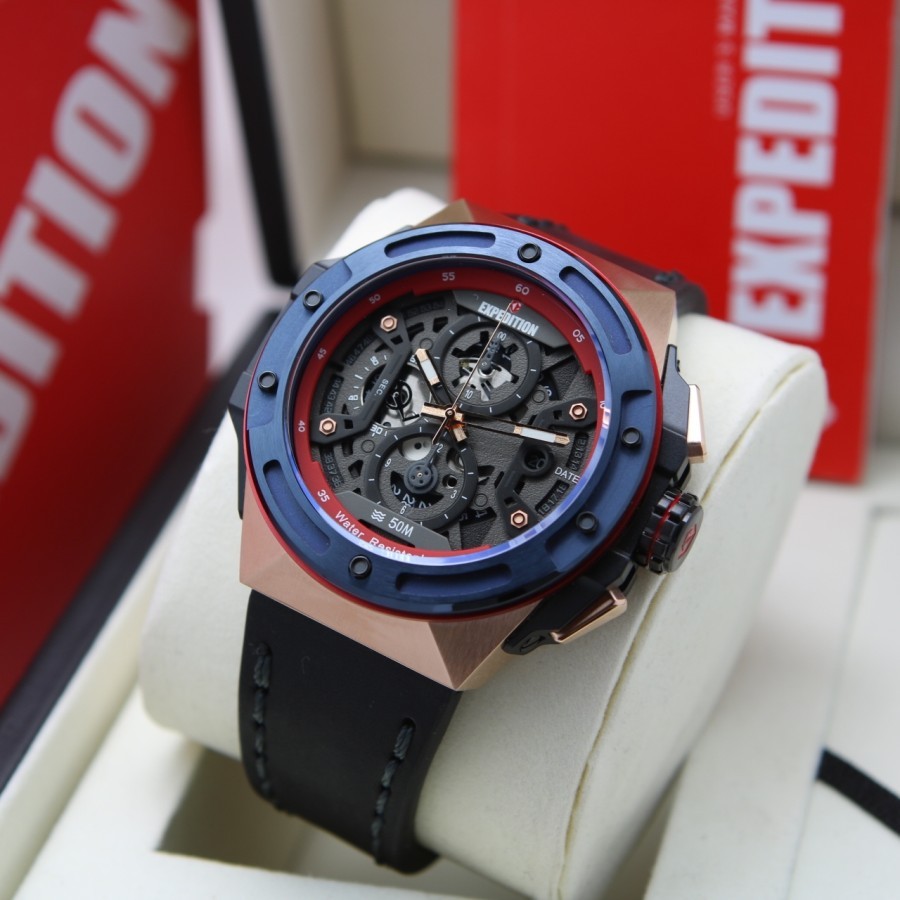 JAM TANGAN PRIA EXPEDITION 6818 / E6818 / E 6818 LEATHER ORIGINAL ...
