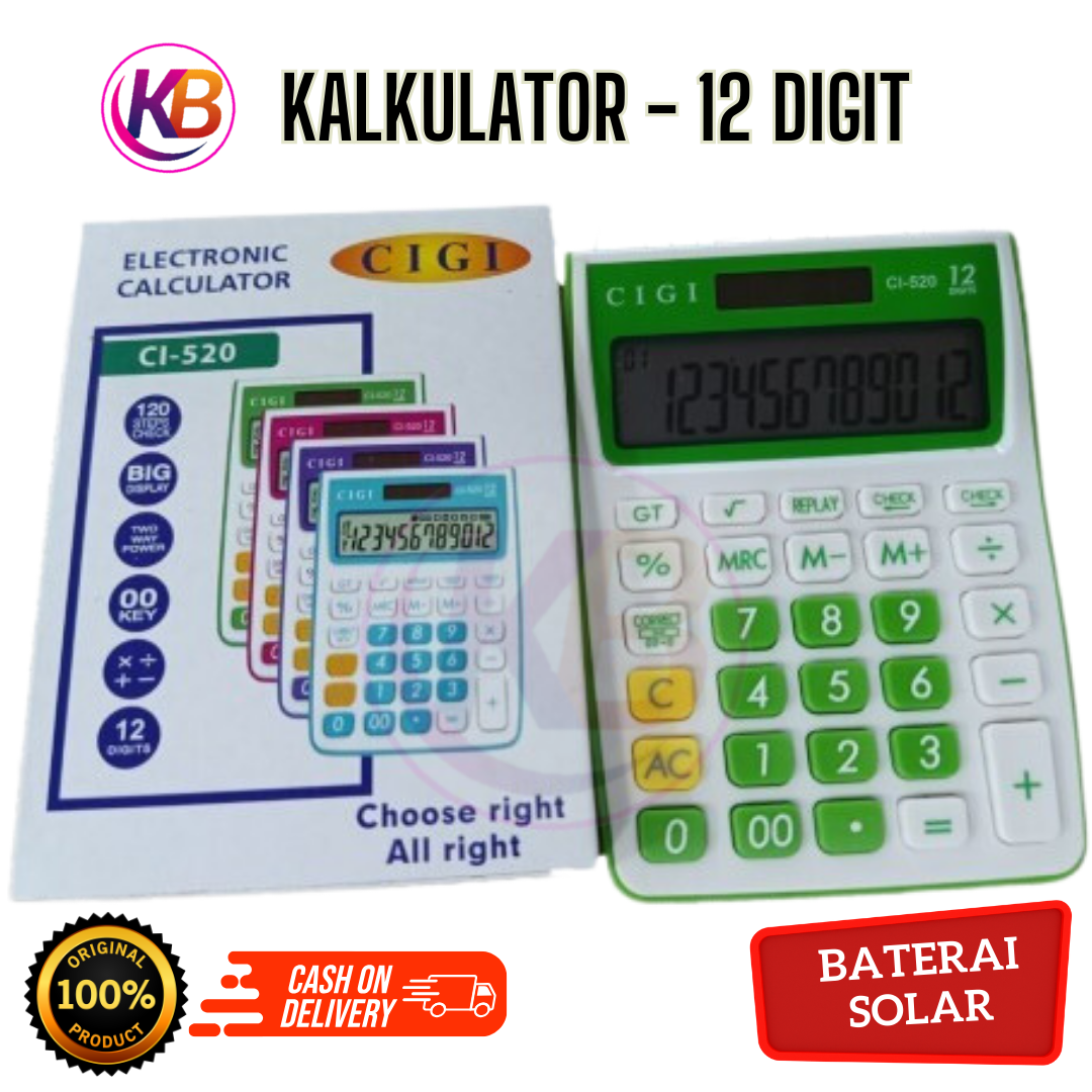 Kalkulator Cigi-520 / Calculator / Mesin Hitung / Kalkulator Dagang (12 Digit) / Warna Menarik ...