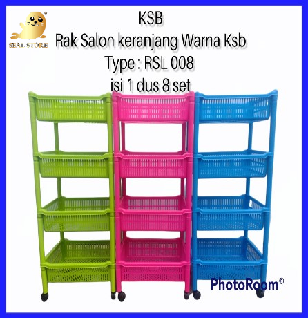 Rak Salon Segi 4 Susun serbaguna Glossy serba guna 4 tingkat Roda /Rak ...