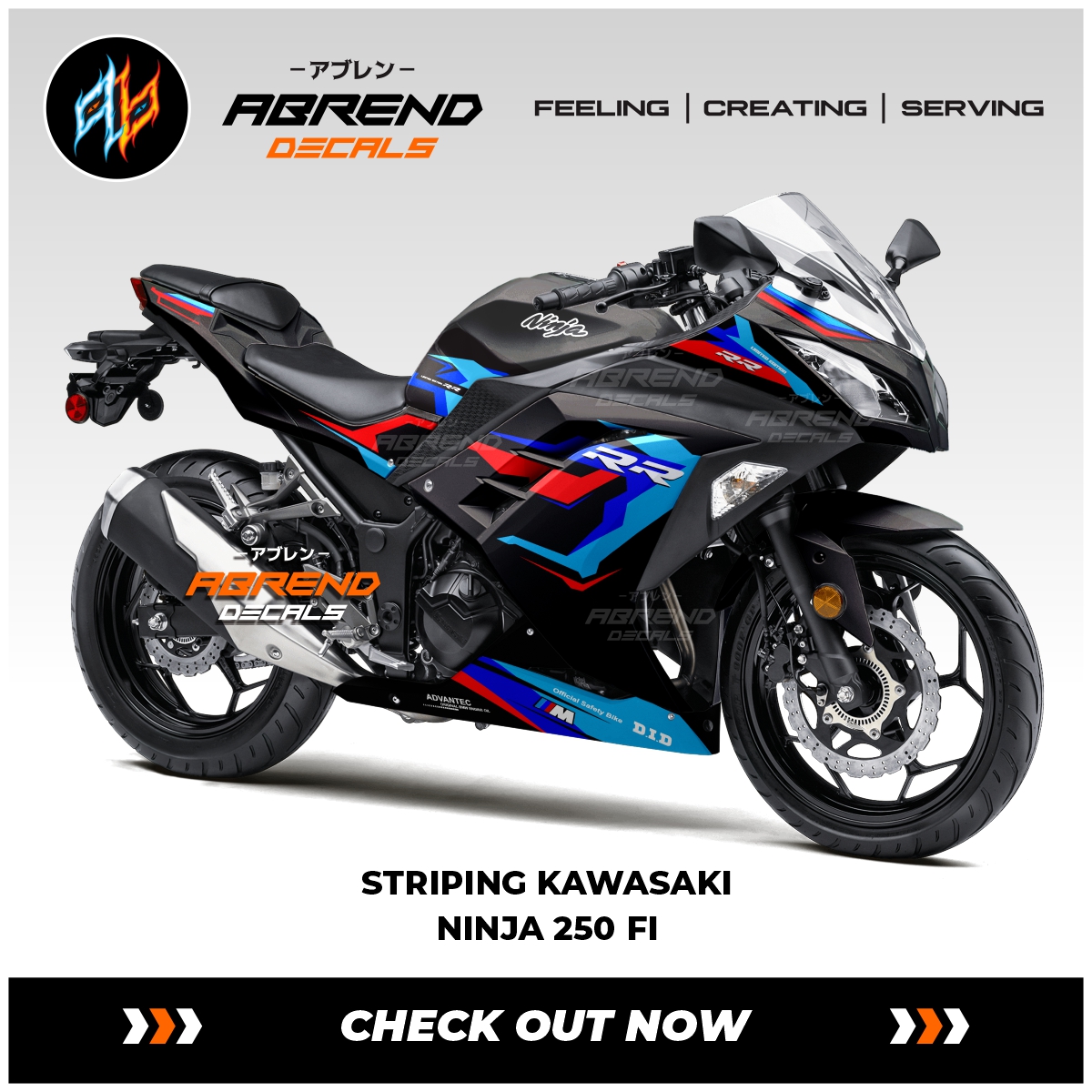 Striping Ninja 250 Fi Livery BMW Tri Color / Stiker Motor Kawasaki ...