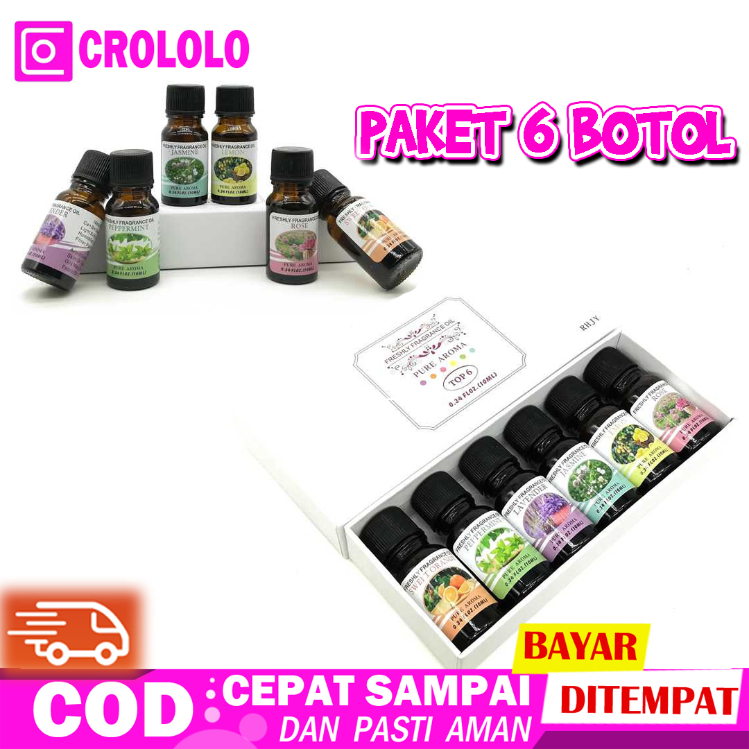 Paket 6 Botol Essential Oils Aromatherapy Diffusers 10ml Aroma Terapi ...