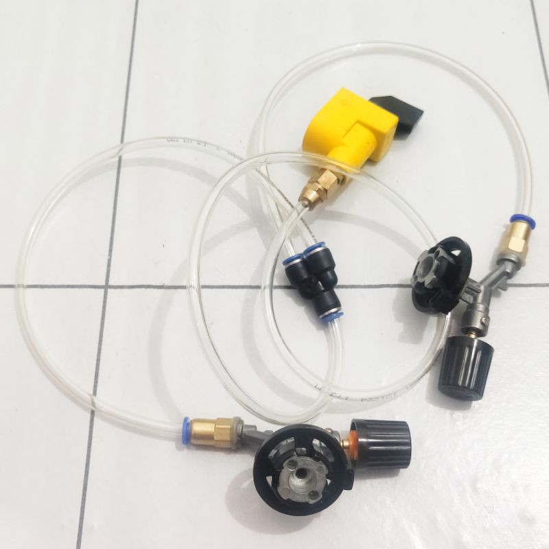 2 cabang selang alat refill gas kaleng double konektor pengisian hi ...