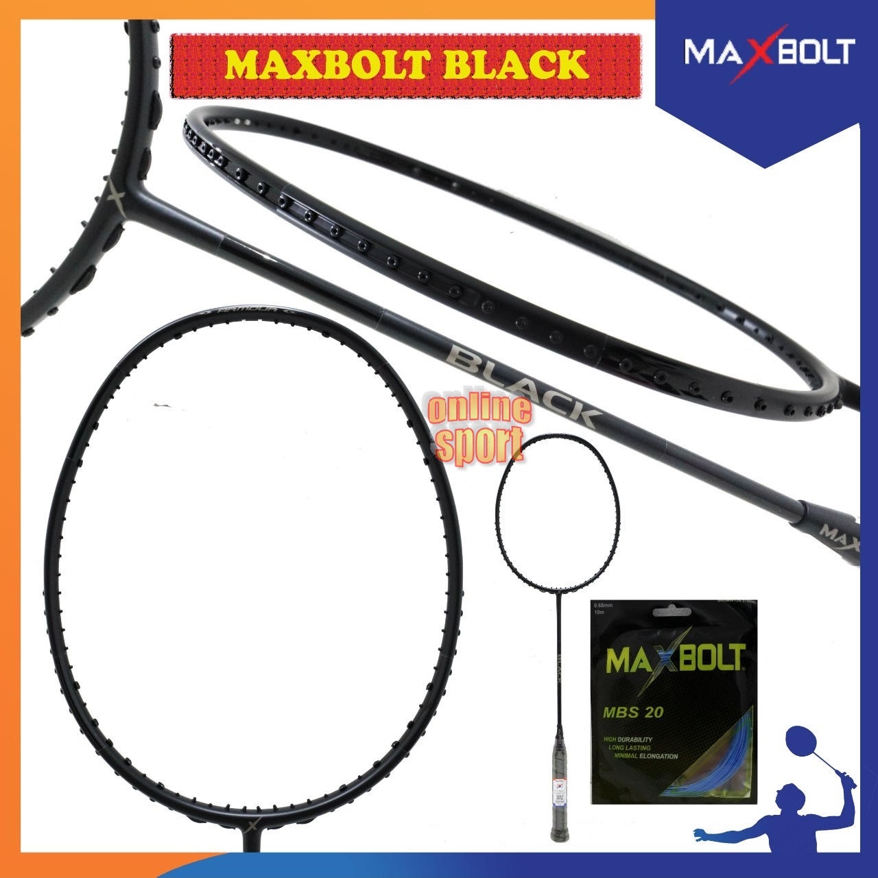 MAXBOLT Black Raket Badminton | Lazada Indonesia
