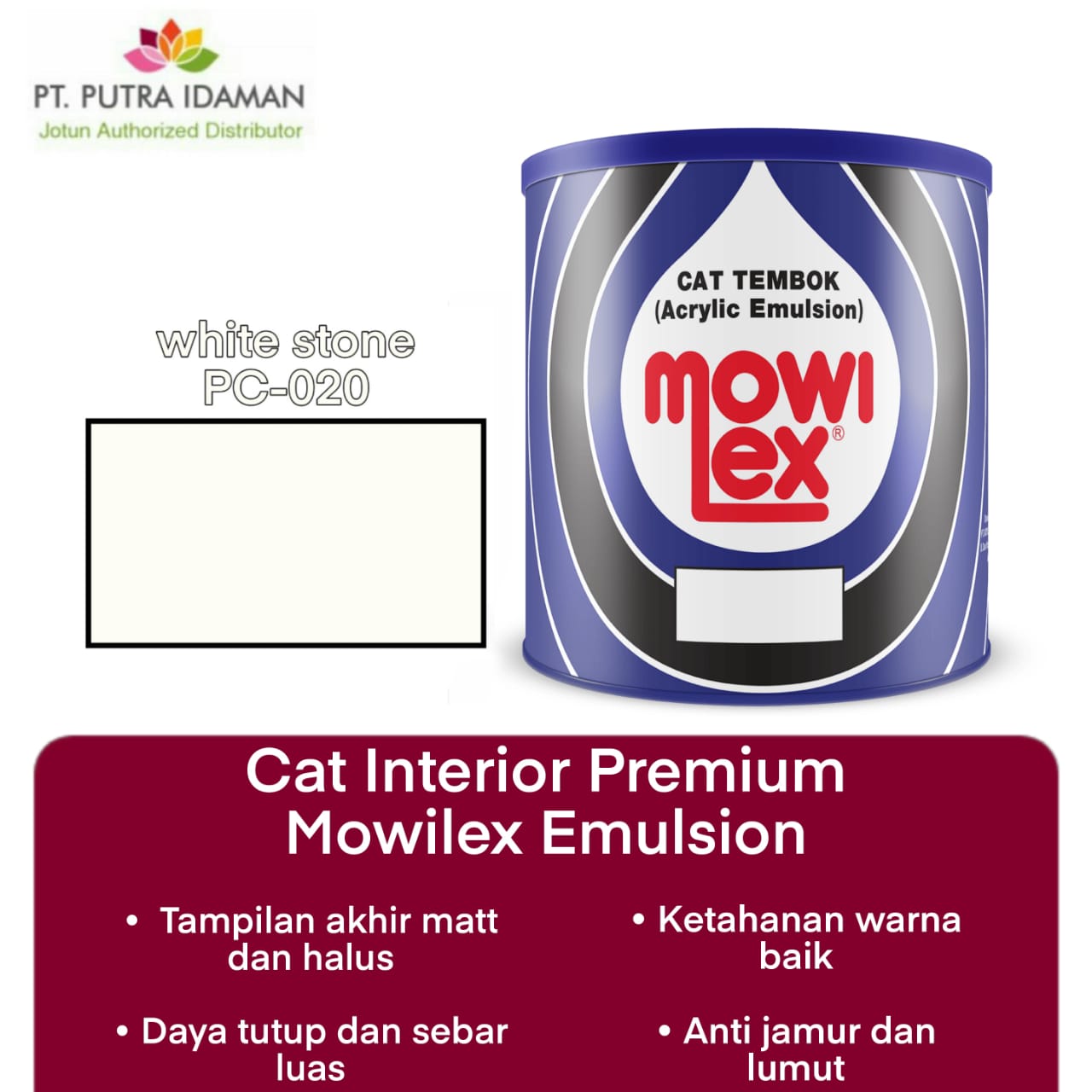 Cat Interior Premium Mowilex Emulsion PC-020 White Stone Tinting ...