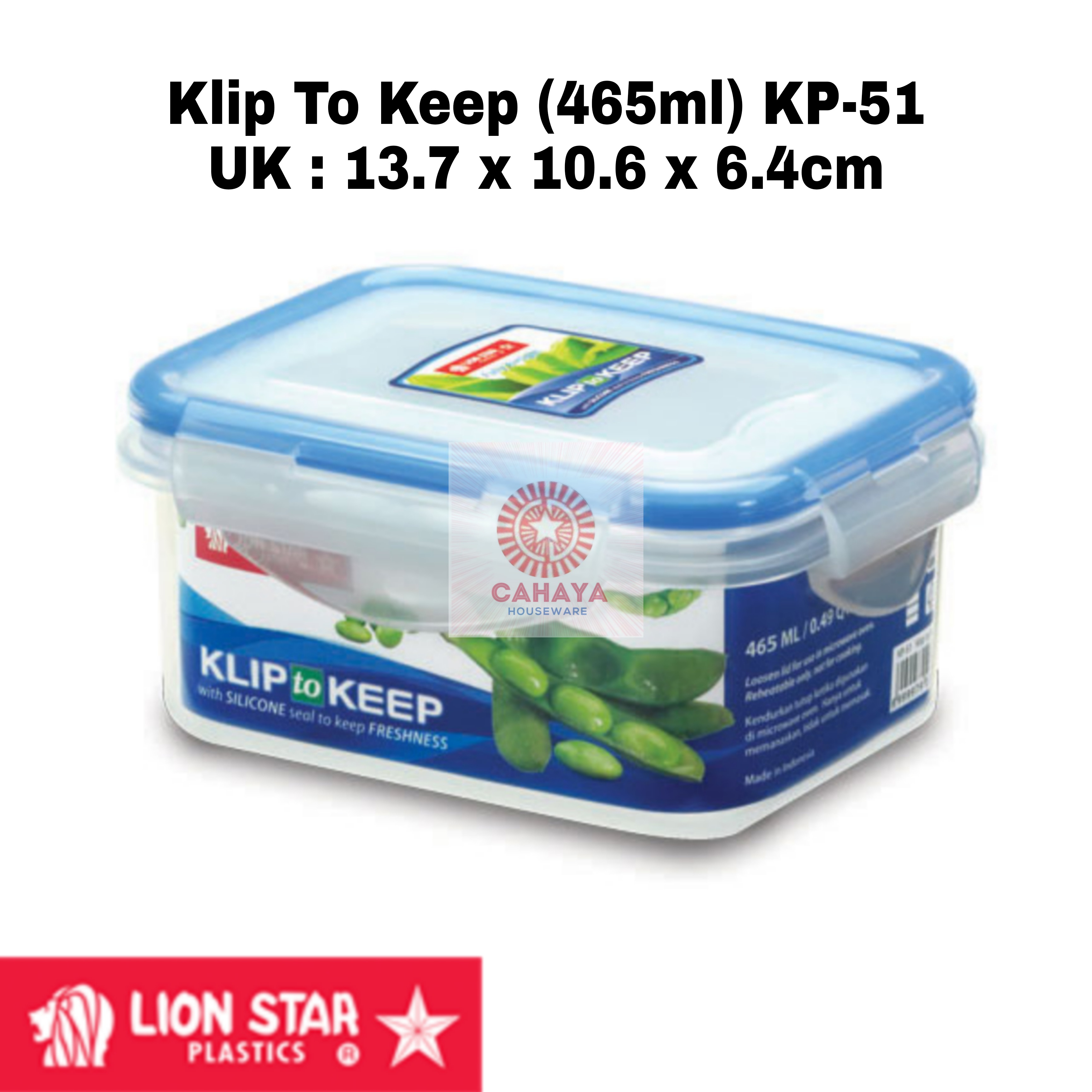 Klip To Keep 465ml KP-51 LION STAR/ Toples Kedap Udara/ Toples Gula ...