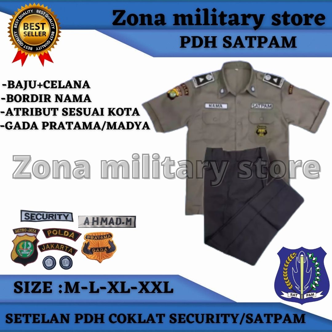 Baju seragam pdh pdl security satpam terbaru coklat lengkap 2021 / setelan security terbaru ...