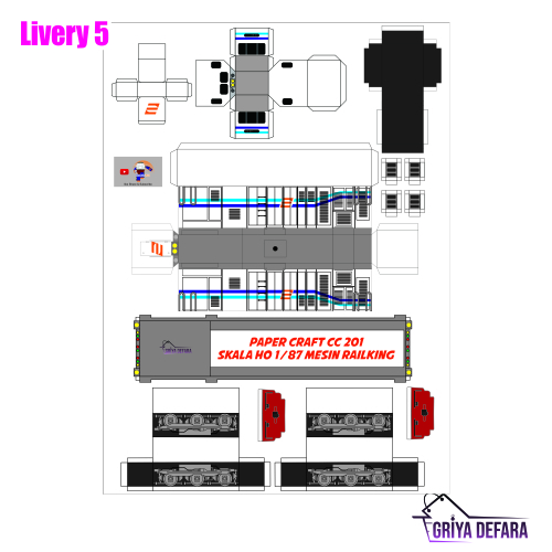 GRIYADEFARA PAPERCRAFT LOKOMOTIF KERETA API CC 201 SKALA HO RAILKING ...