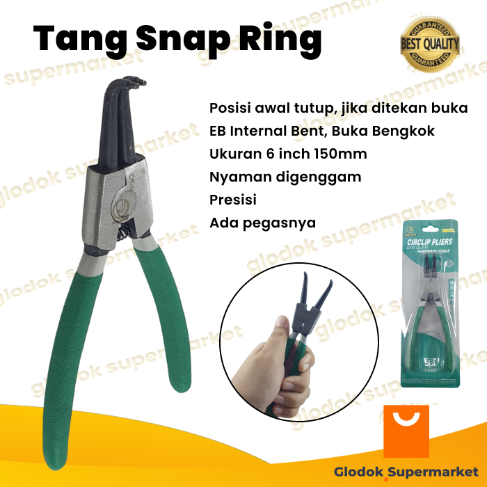 Tang Snap Ring Tutup Bengkok 6 inch Per Circlip Pliers Snapring IB ...