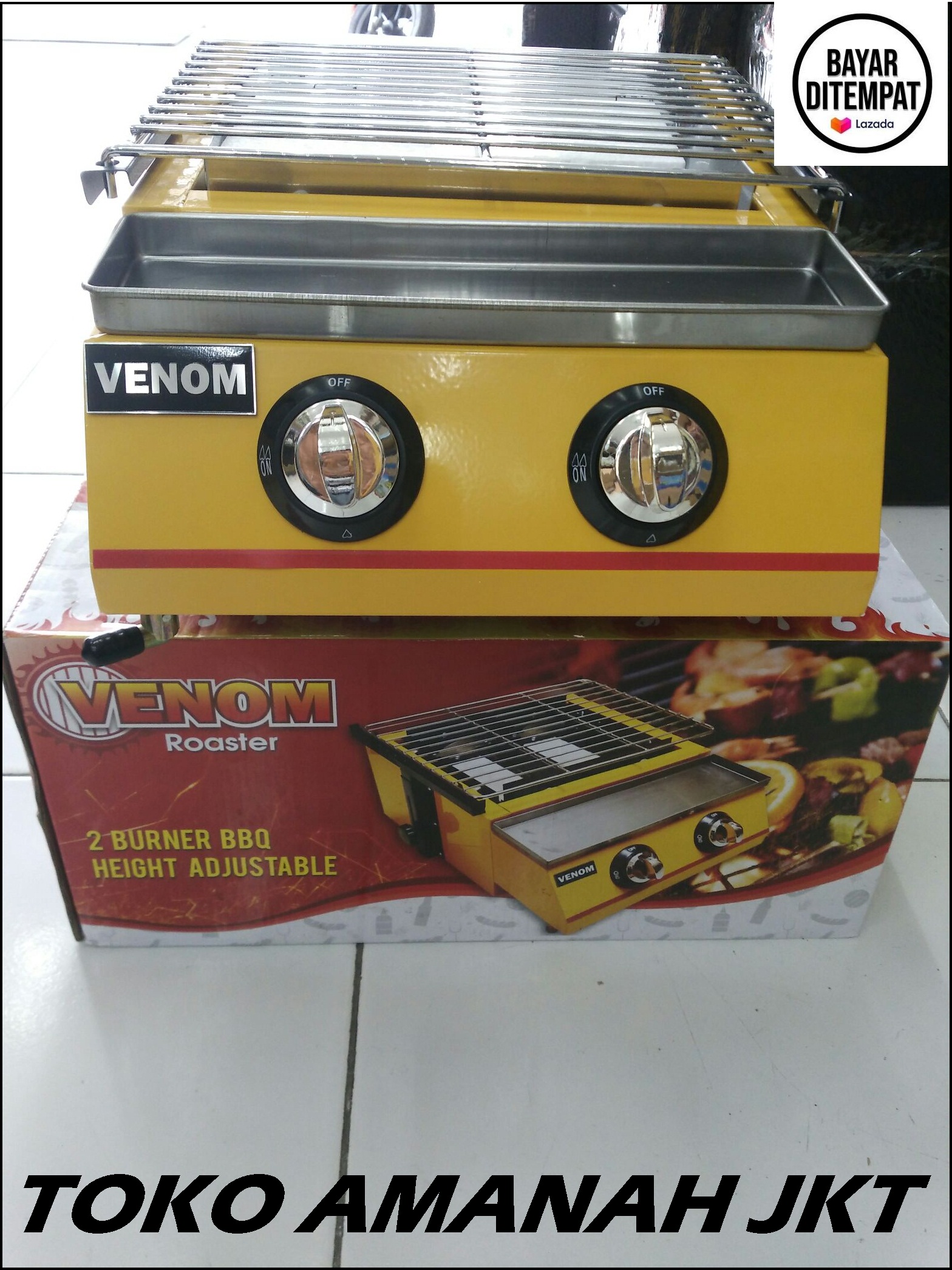 VENOM BBQ Grill Gas Panggangan Sosis Kompor 2 Tungku body kuat tebal ...