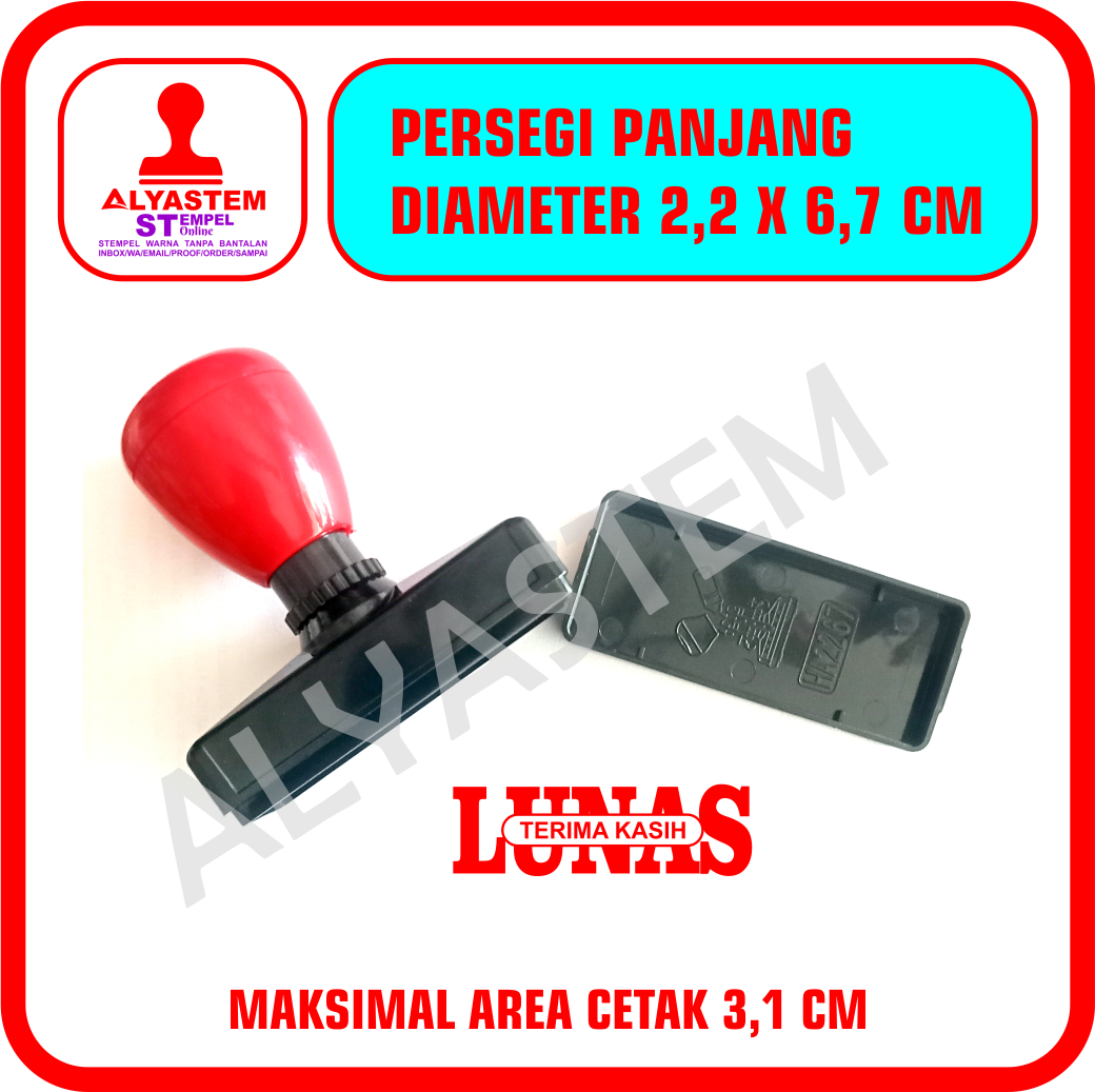 Stempel flash persegi panjang 2,2 x 6,7 cm, stempel online shop ...