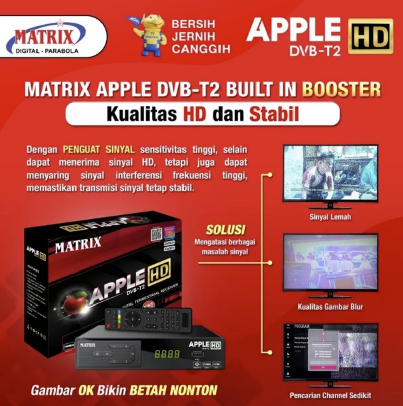 Matrix Set Top Box Apple Merah DVB-T2 / STB Matrix | Lazada Indonesia