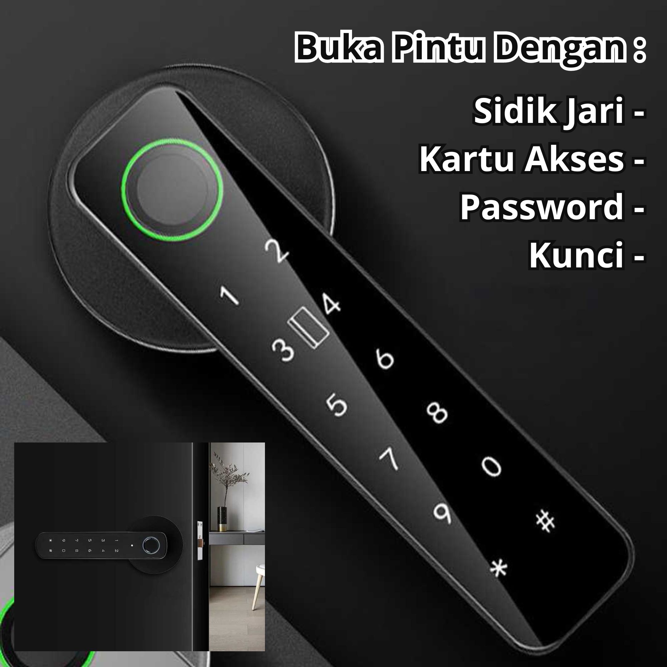 COD Gagang Pintu Rumah Mewah Sidik Jari Fingerprint Kartu Akses ...