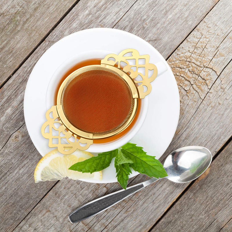Tea Strainer with Dripping Bowl, Mesh Teapot, Stainless Steel Pine Leaf ...