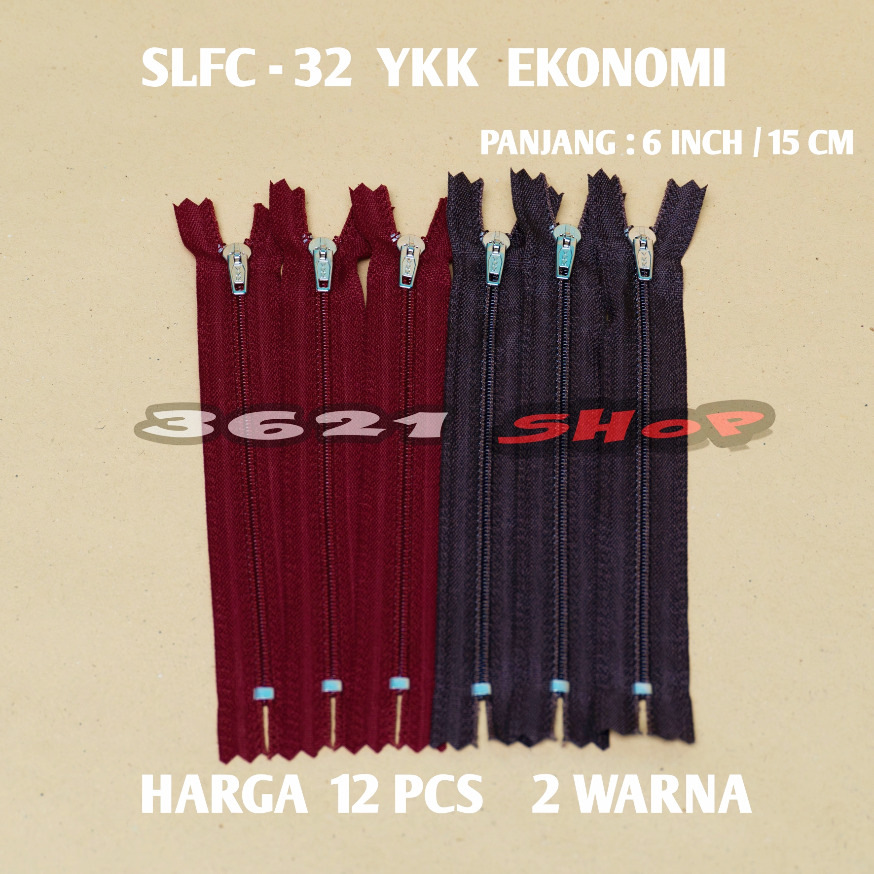 12 Pcs 2 warna Resleting celana YKK 6 in/15 cm/Zipper YKK/resleting YKK Kepala nickel SLFC 32-6 ...
