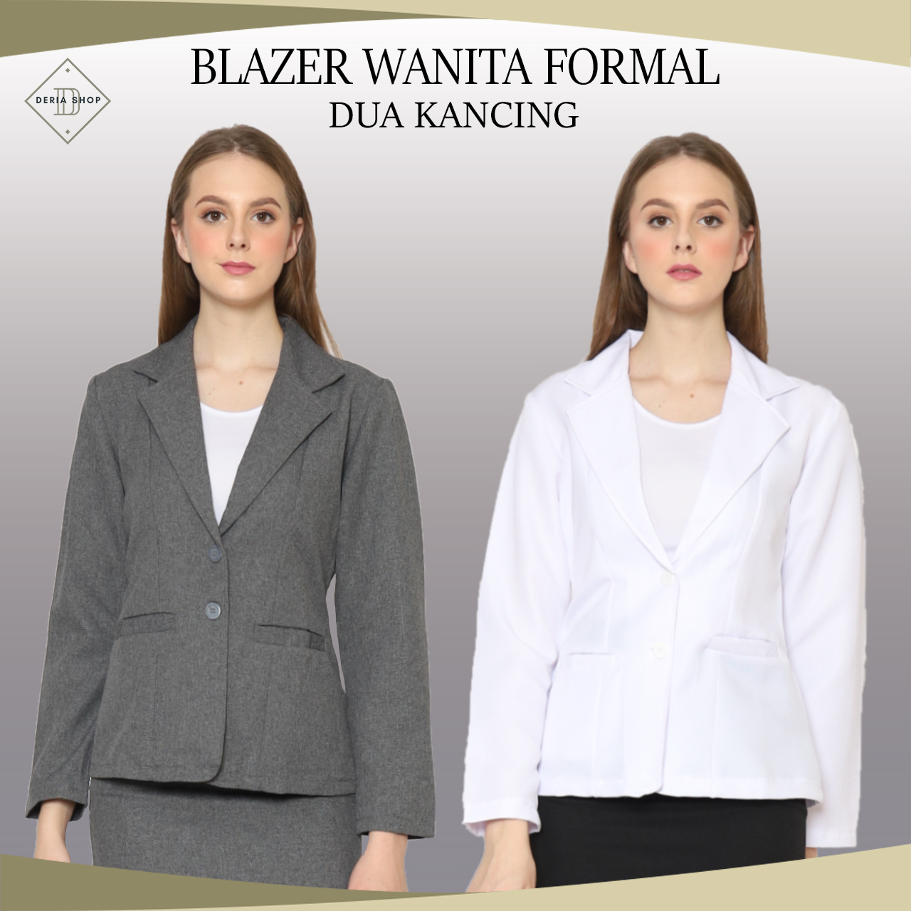 Blazer Kantor Wanita, Blazer Formal Kerja JUMBO Warna Hitam Dongker ...