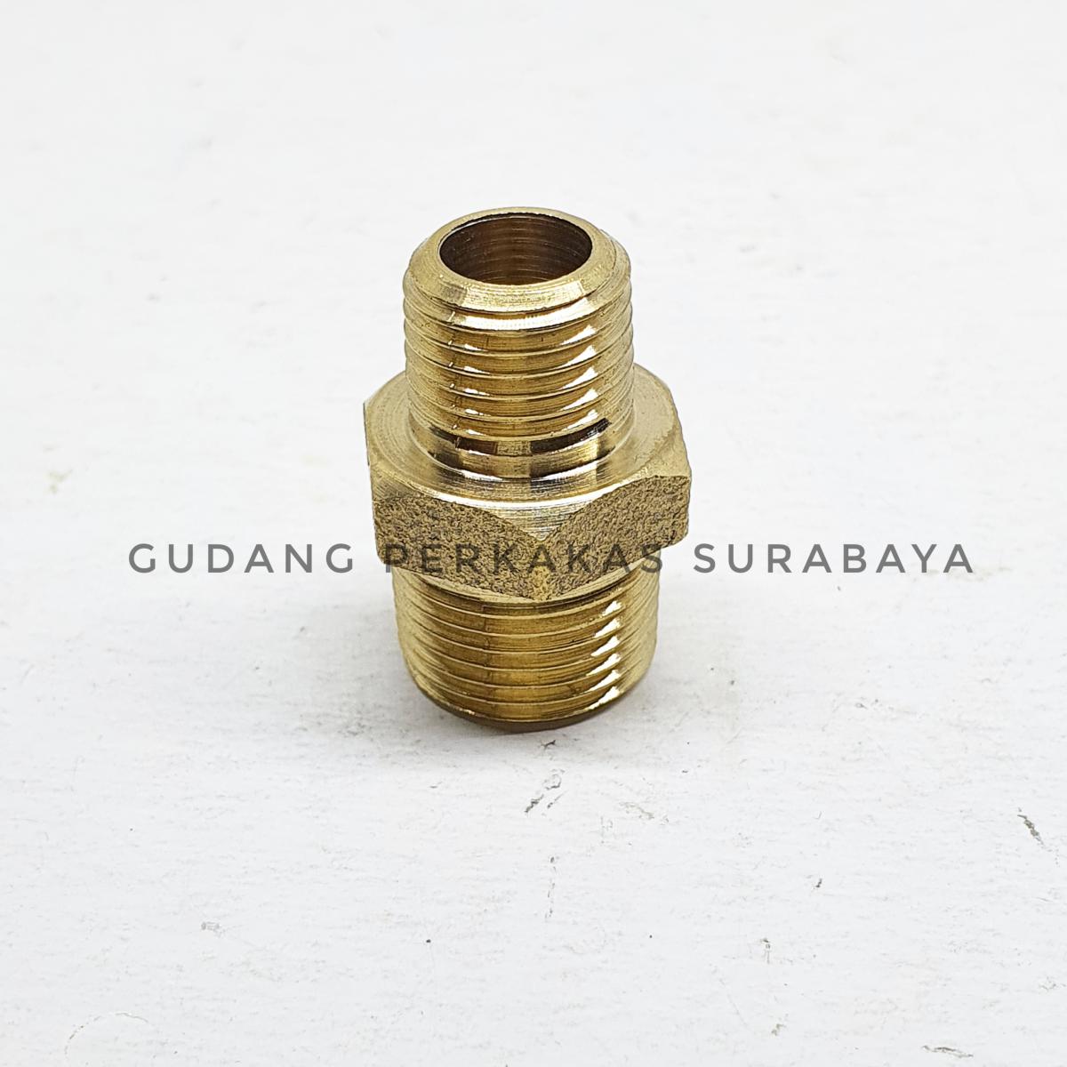 Double Nepel 3/8 x 1/4 Inch Double Nepple Drat Luar Kuningan Adapter Drat Pipa Sambungan Pipa ...