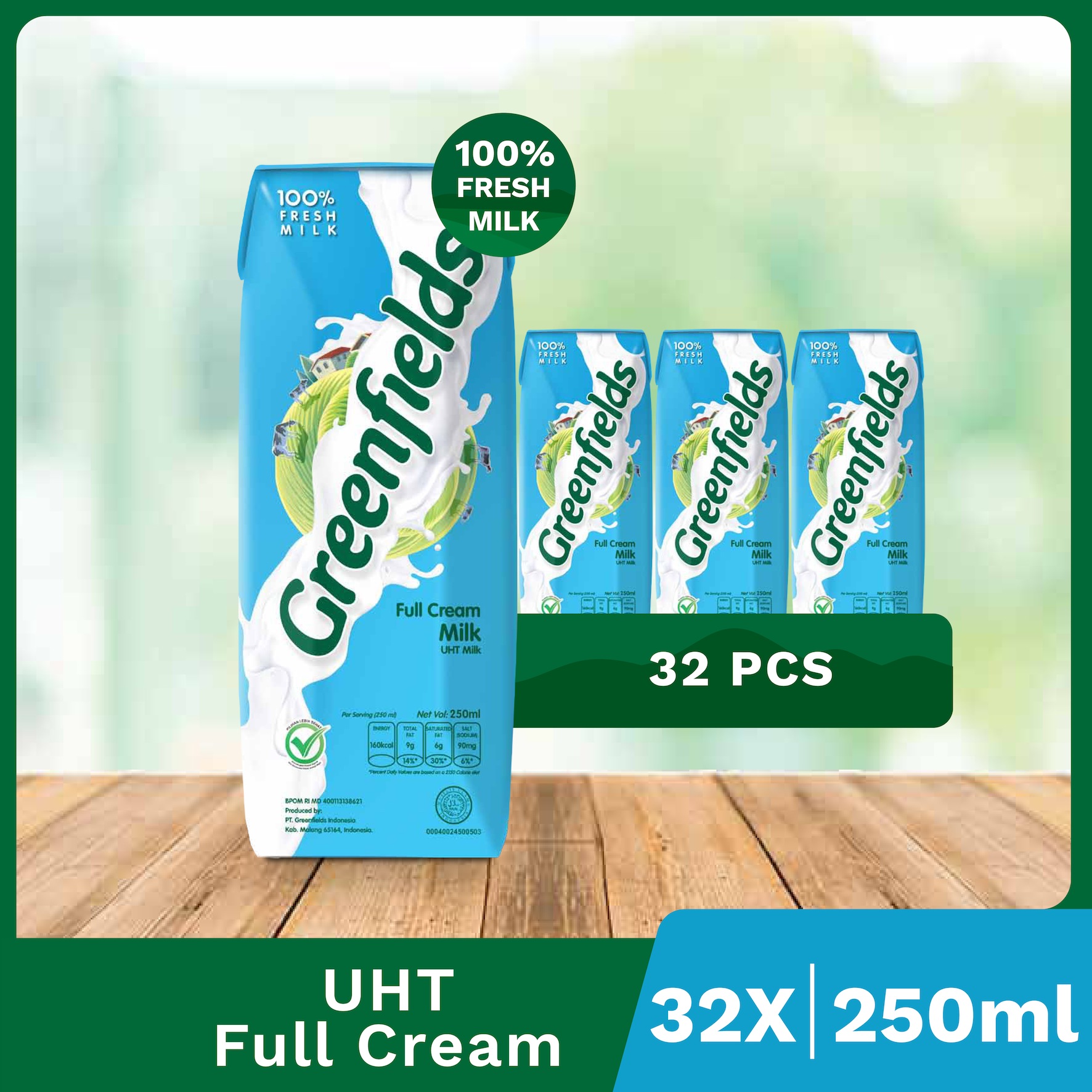 Greenfields Milk UHT Full Cream Carton 250ml x 32pcs | Lazada Indonesia