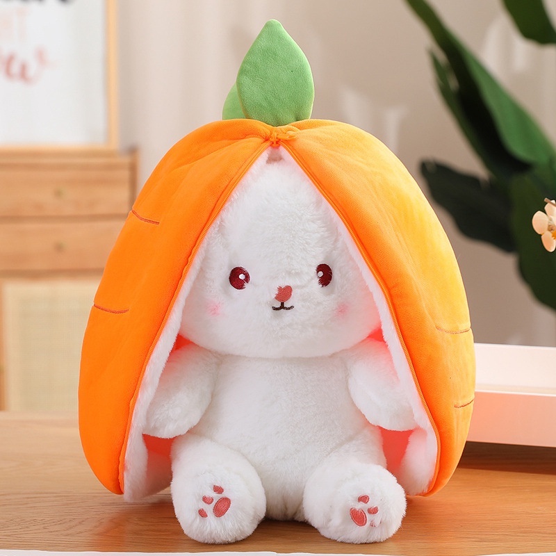 Boneka kelinci strawberry wortel mainan viral flip lucu mewah telinga ...