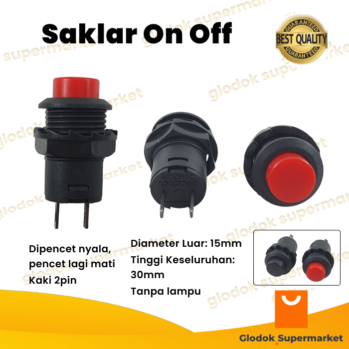 Switch Push On Off Bulat Kecil 2 Pin Saklar 2pin Tombol 2 Kaki | Lazada ...