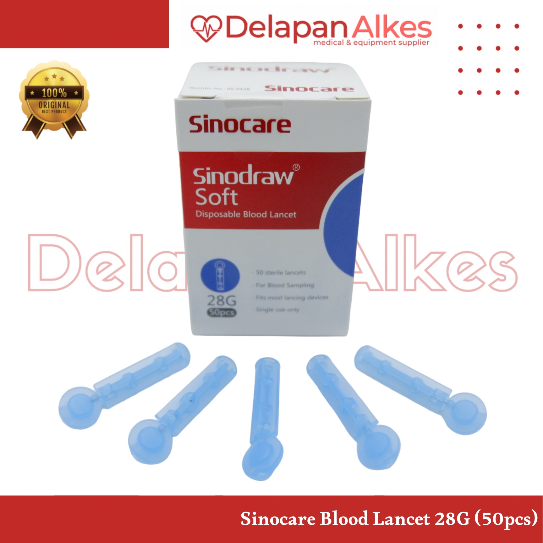Sinocare Sinodraw Blood Lancet 28G isi 50 pcs Soft Twist Jarum Lancet ...