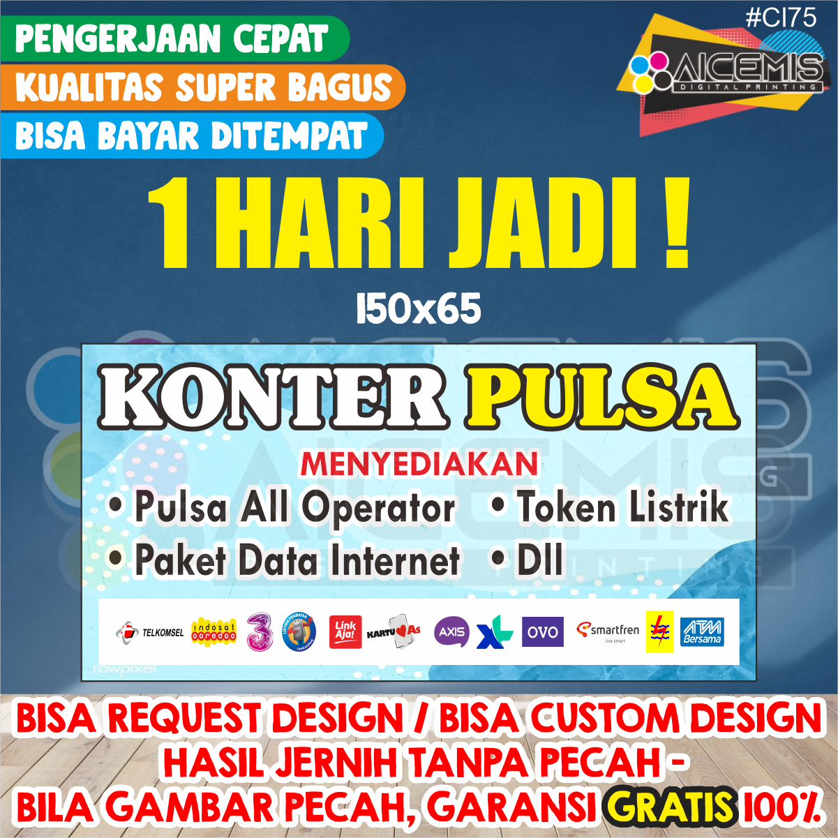 1 HARI JADI | spanduk konter hp | banner konter pulsa | spanduk banner ...